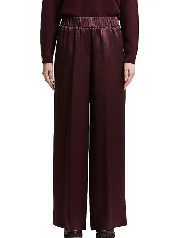 Peserico Textured Satin Wide Leg Pants - Bordeaux Red