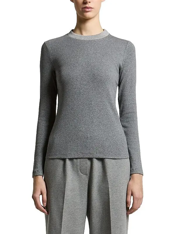 Peserico Cotton Stretch Micro Rib Top - Mercury Grey