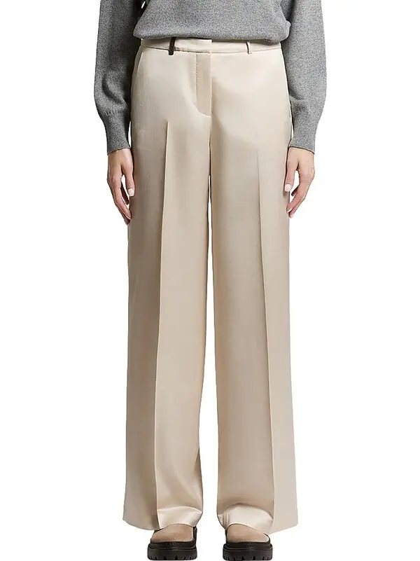 Peserico Satin Palazzo Pants - Ethereal Beige
