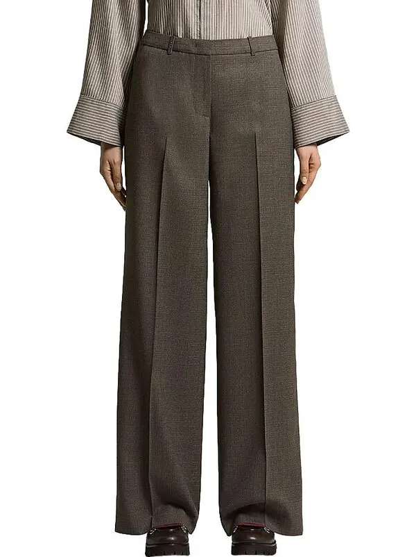 Peserico Micro Pattern Flannel Palazzo Pants - Deep Brown