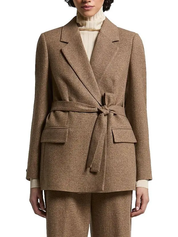 Peserico Wool Blend Belted Jacket - Saturn Sand