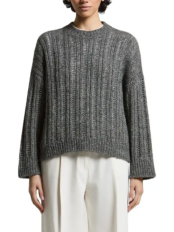 Peserico Rib Knit Crewneck Sweater - Mercury Grey