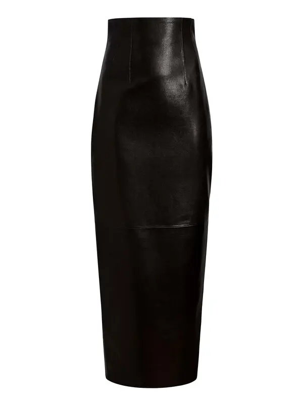 Khaite Loxley Leather Pencil Skirt - Black