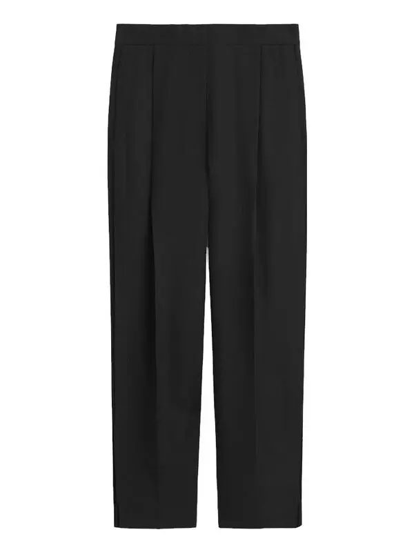 Cos Pleated Panel Straight-leg Wool Blend Trousers - Black