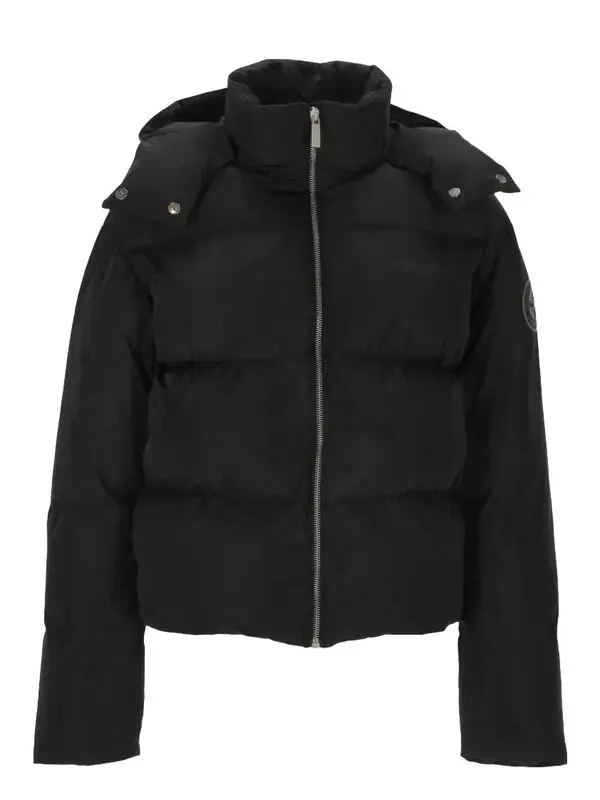Off-White Quilted Hooded Jacket With Logo Detail - Black