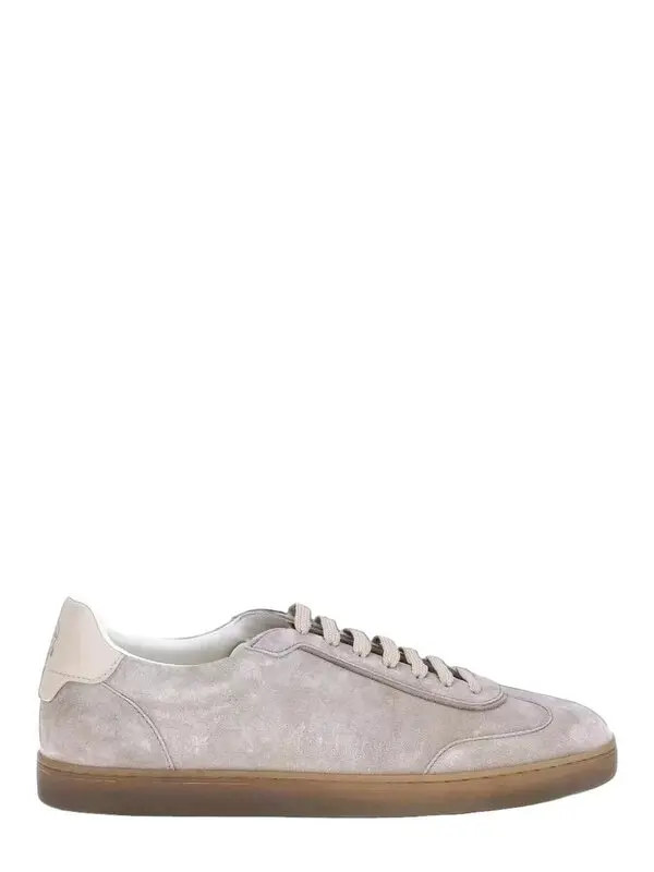 Brunello Cucinelli Logo-print Suede Sneakers - Grey