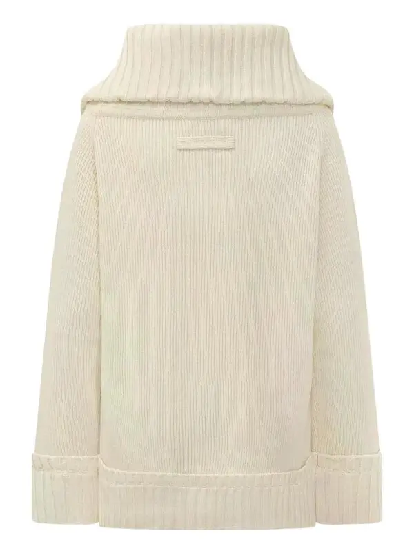 Victoria Beckham Ribbed Knit Sweater With Wide Collar - White