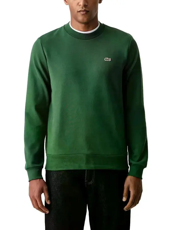 Lacoste Crew Neck Sweater With Logo Patch - Green