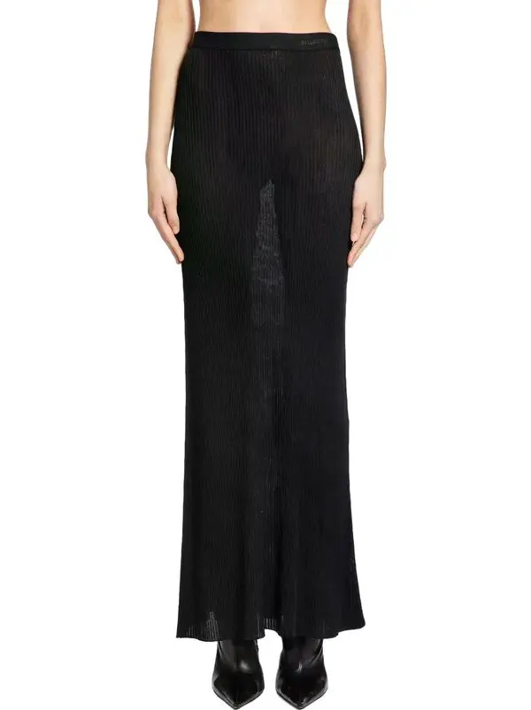Balenciaga Rib-knit Sheer Skirt - Black