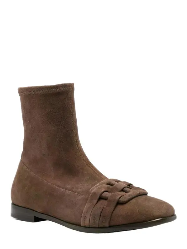 TRUMAN´S Truman’s Suede Ankle Boots With Interwoven Detail - Brown