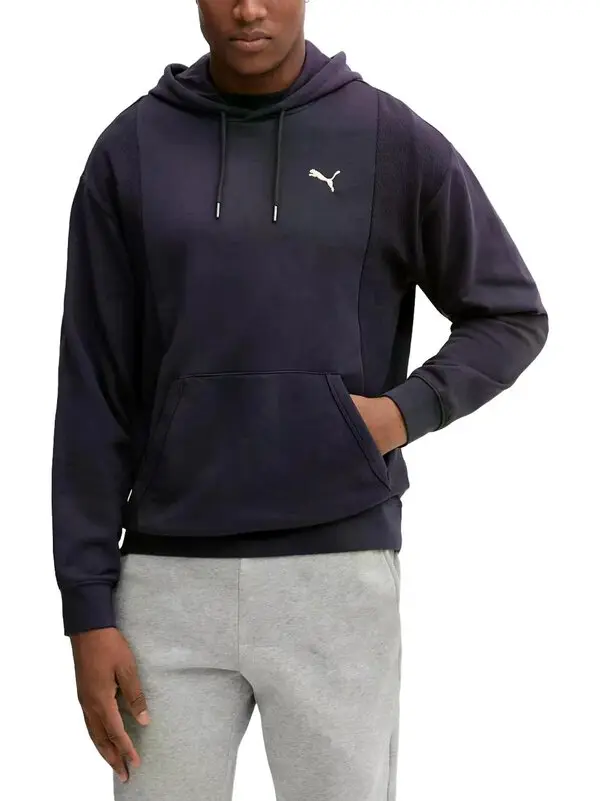PUMA Logo Embroidered Panelled Hoodie - Blue