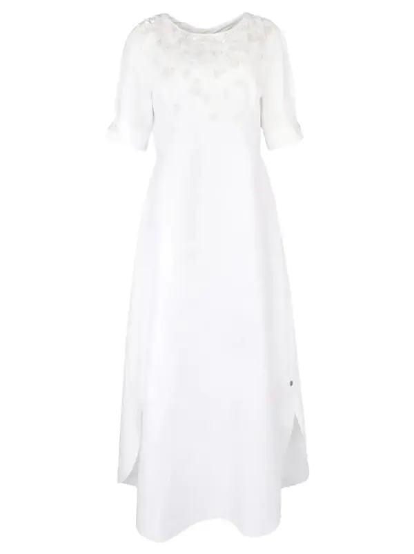 LOODYANA Embellished Embroidered Maxi Dress - White