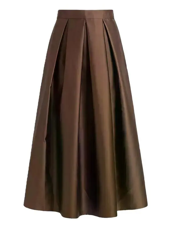 LUNATICA MILANO Mikado Pleated Midi Skirt - Brown