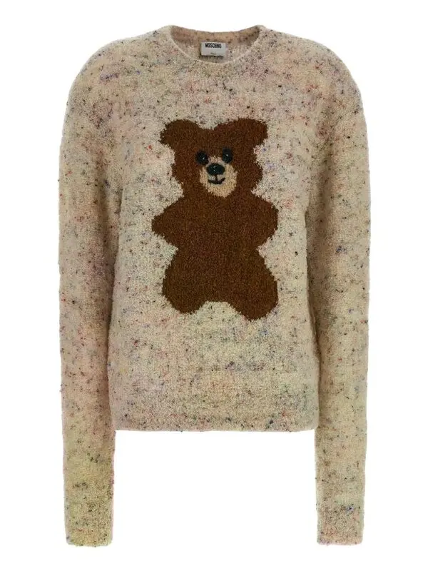 Moschino Teddy Bear Bouclé Sweater - Neutrals