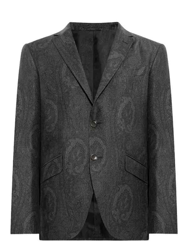 Etro Paisley-print Wool Blazer - Grey
