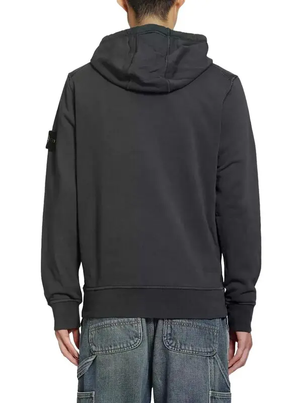 Stone Island Organic Cotton Fleece Hooded Sweatshirt - Grey