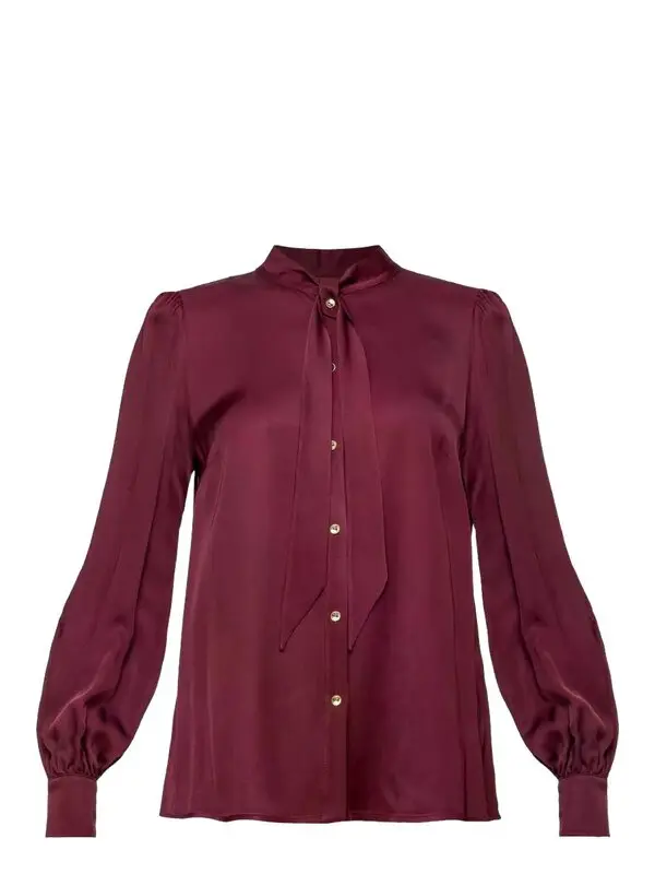 NISSA Viscose Shirt With Bow Detail - Red