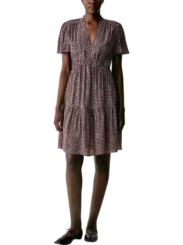 Marc O'polo Geometric Print Tie Mini Dress - Red