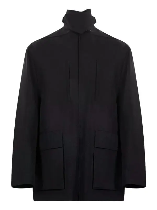 Rick Owens Funnel-neck Multi-pocket Coat - Black