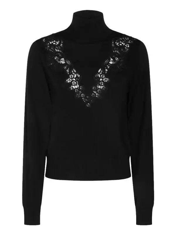 Zimmermann Lace-trimmed Roll-neck Sweater - Black