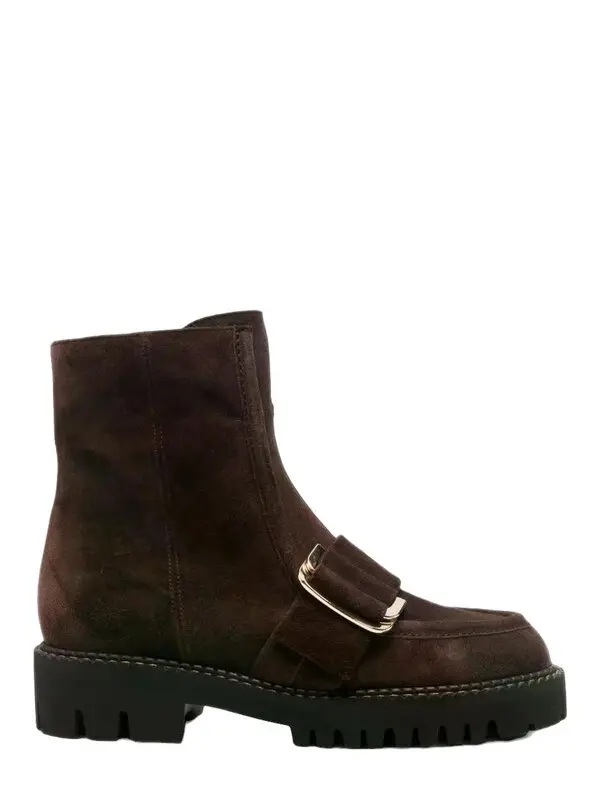 TRUMAN´S Buckled Suede Ankle Boots - Brown
