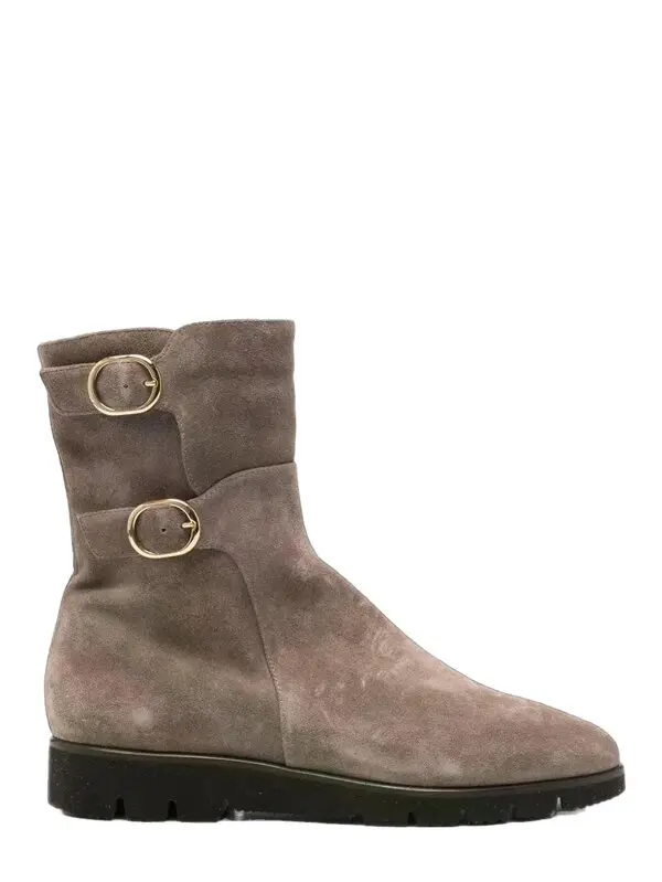 TRUMAN´S Suede Ankle Boots With Double Buckle Detail - Neutrals