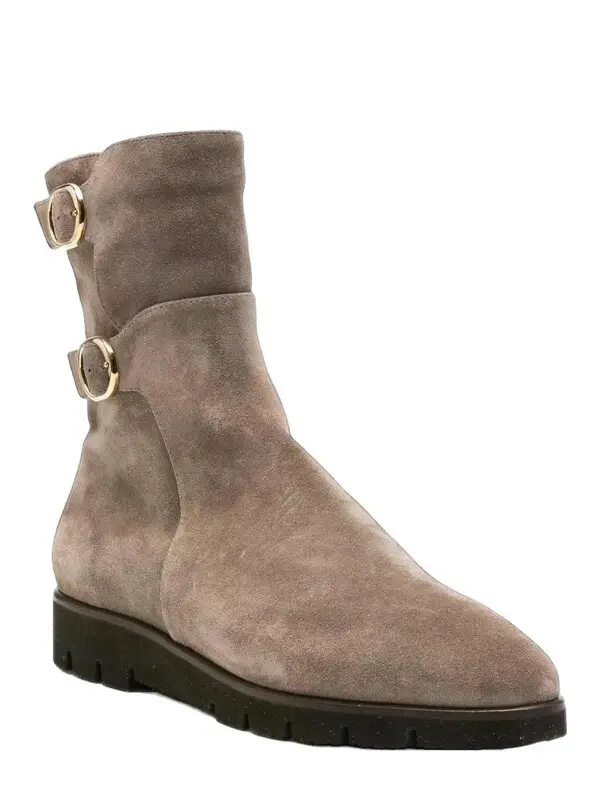 TRUMAN´S Suede Ankle Boots With Double Buckle Detail - Neutrals