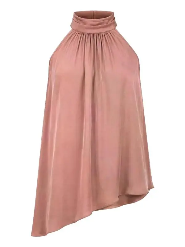 Patrizia Pepe Asymmetric Hem Halterneck Top - Brown