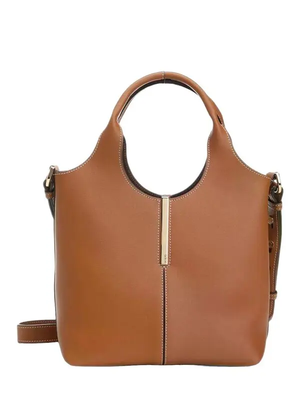 TOD'S Mini Leather Shopping Tote Bag - Brown