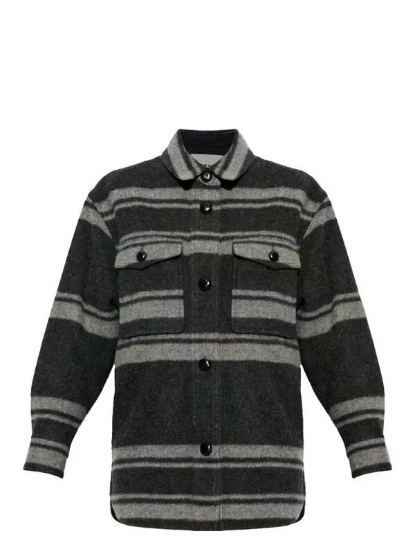 MARANT ETOILE Harveli Striped Shirt Jacket - Grey