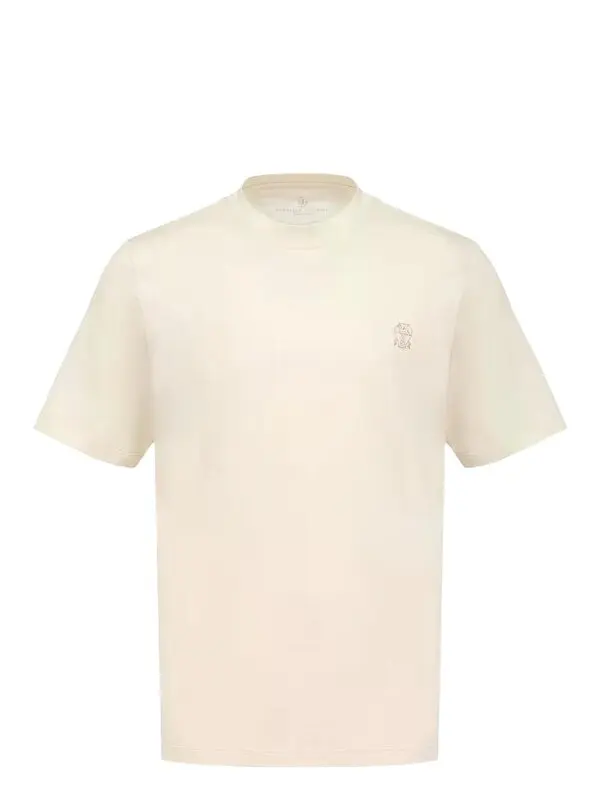 Brunello Cucinelli Embroidered Short-sleeve T-shirt - Neutrals