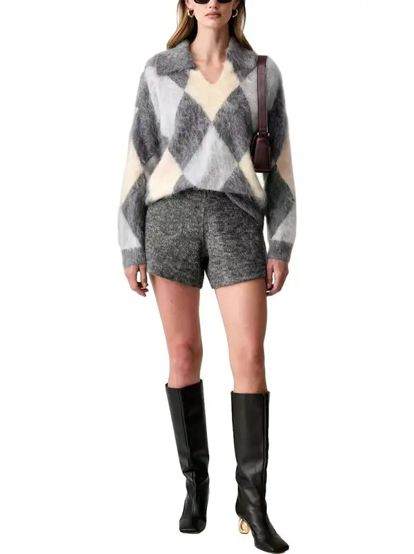 SILVIAN HEACH High-waisted Shorts With Brushed Effect - Grey