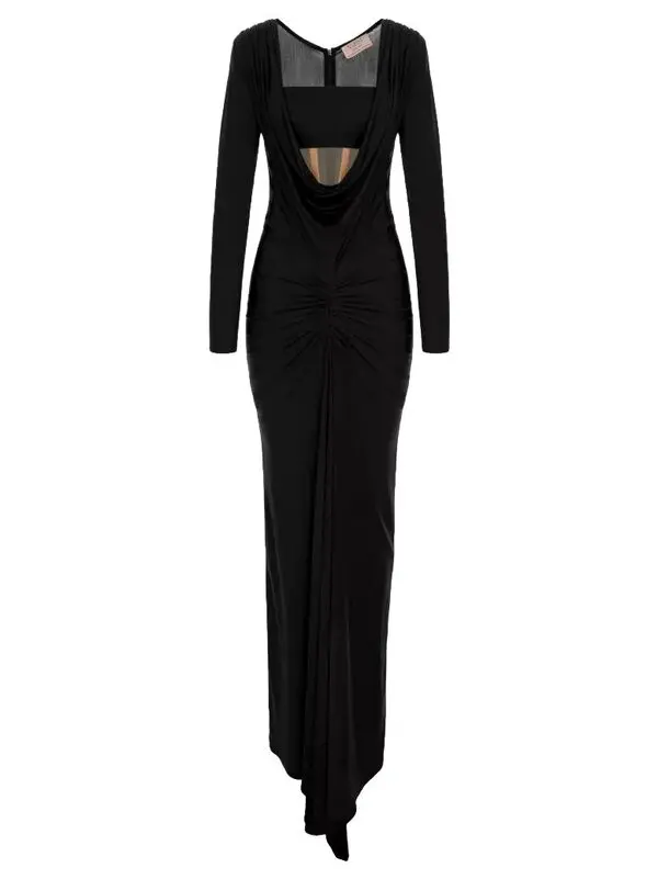 V:PM ATELIER Donna Draped Cutout Maxi Dress - Black
