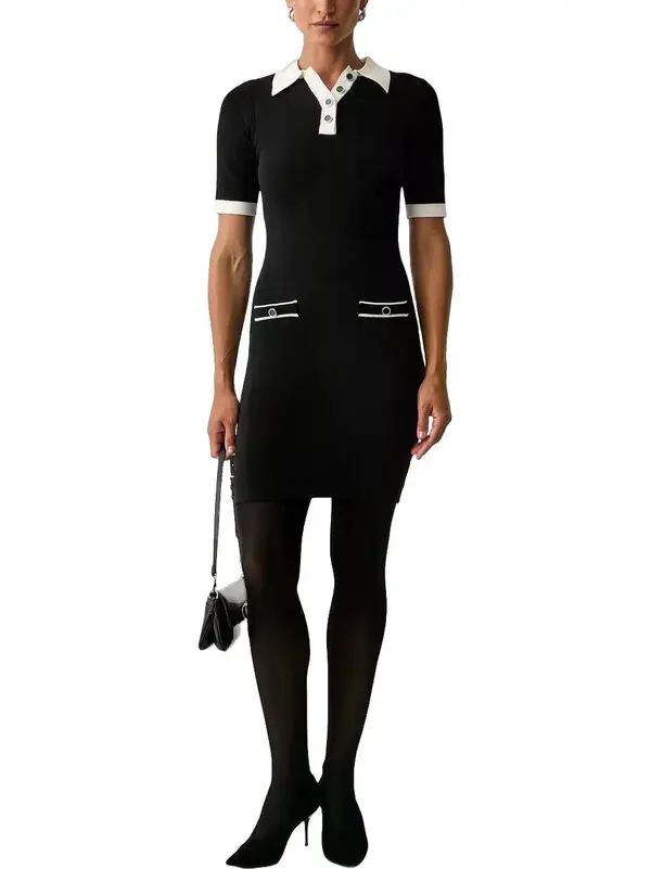 SILVIAN HEACH Contrast Trim Button-up Mini Dress - Black