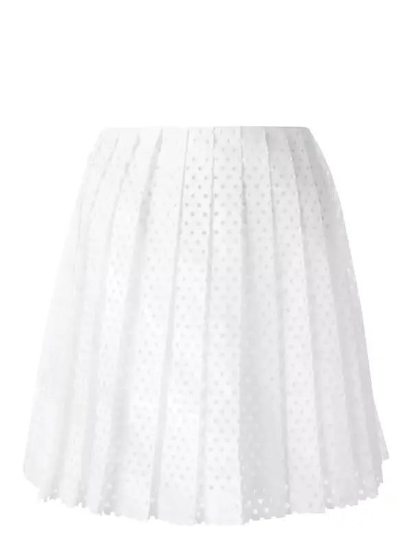 Alexander McQueen Perforated Poplin Pleated Skirt - White