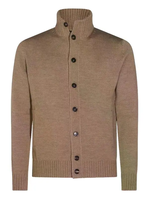 ZANONE Button-up Ribbed-trim Virgin Wool Sweater - Neutrals