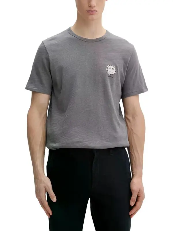 Rag & Bone Patch-detail Slub-texture T-shirt - Grey