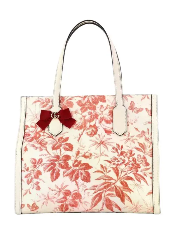 Gucci Gg Ribbon Coated Printed Canvas Medium Tote Bag - Neutrals