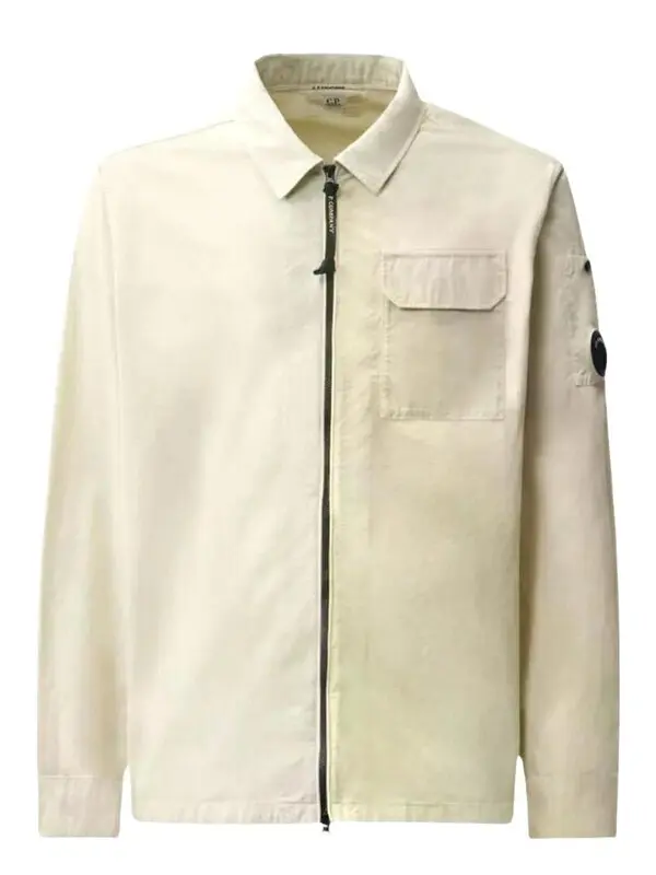 C.P. COMPANY Organic Gabardine Lens Zipped Overshirt - Neutrals