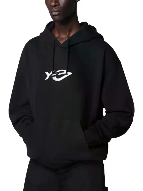Y3 Logo Print Hoodie - Black