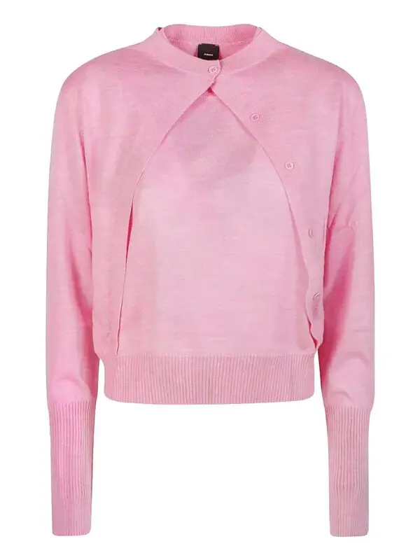 Pinko Crew Neck Wool Sweater - Pink