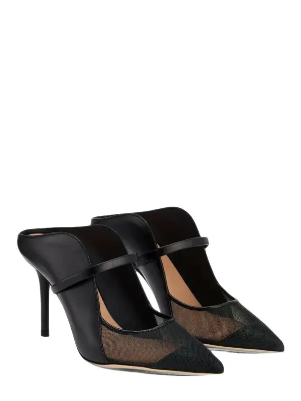 MALONE SOULIERS Maureen Arc Mesh-panel Heeled Mules - Black