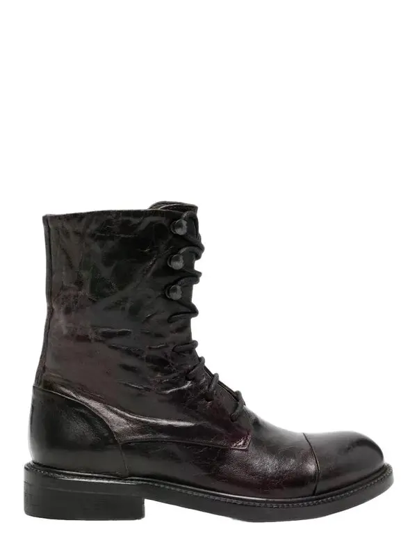 LEQARANT Lace-up Leather Ankle Boots - Brown