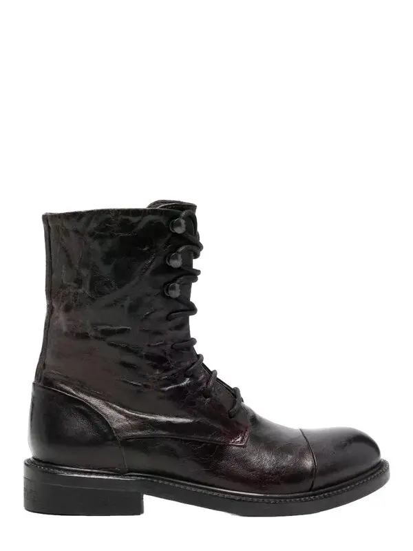 LEQARANT Lace-up Leather Ankle Boots - Brown