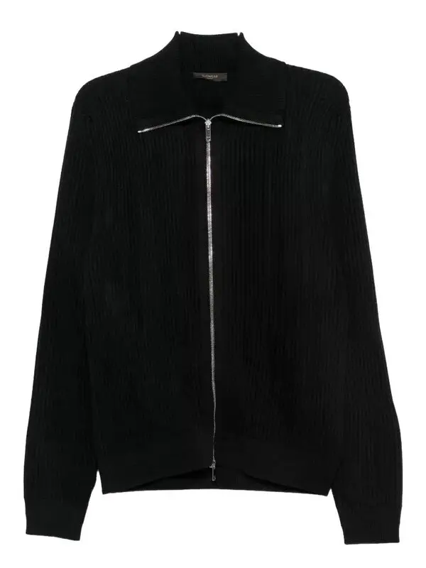 ZANONE Ribbed-knit Zip-up Cardigan - Black