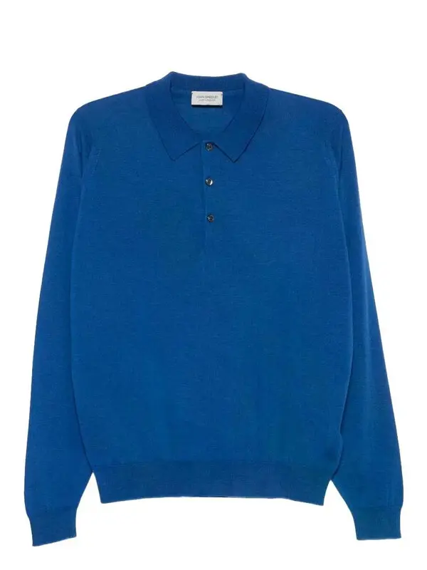John Smedley Belper Long-sleeve Polo Sweater - Blue