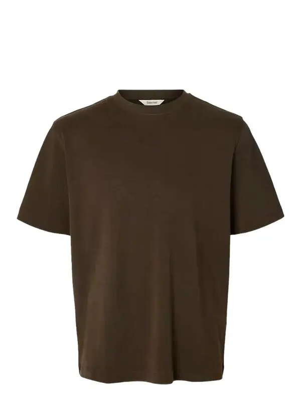 SELECTED Short-sleeve Cotton T-shirt - Brown