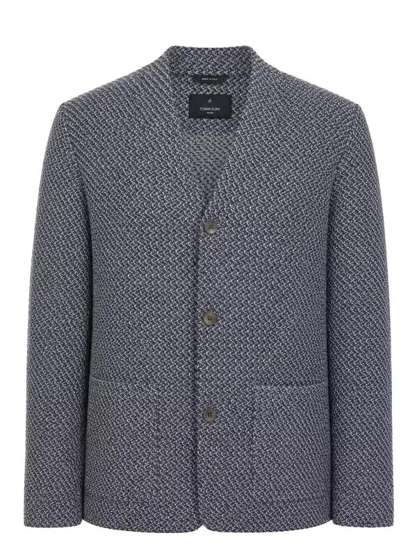 TOMBOLINI Textured-knit Button-up Blazer - Blue