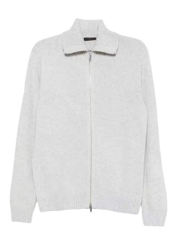 ZANONE Zip-up Ribbed-collar Cardigan - Grey