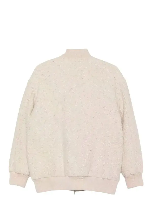 Eleventy Herringbone Pattern Bomber Jacket With Sequin Embellishment - Neutrals
